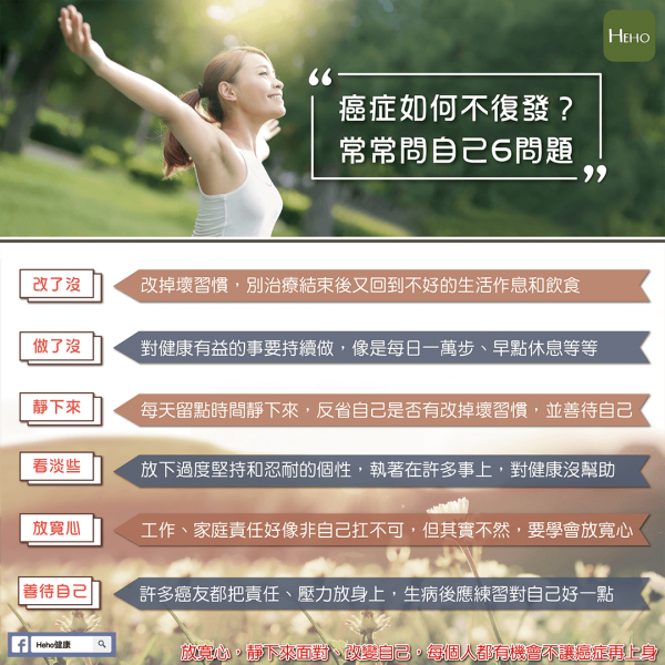 不讓癌症復發，必須常問自己這6個問題 Heho Cancer
